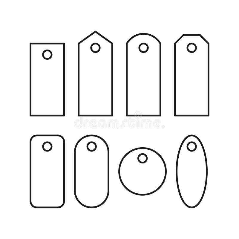 Tag Icon Set. Black Outline Vector. Various Shapes. Label Design Stock ...