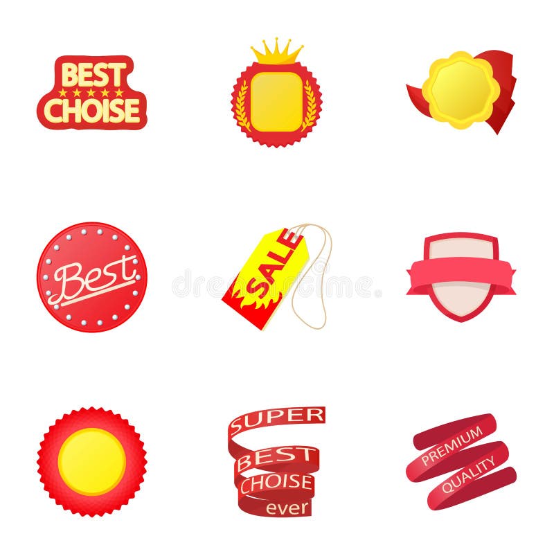 Tag Icons Set, Cartoon Style Stock Vector - Illustration of graphic ...