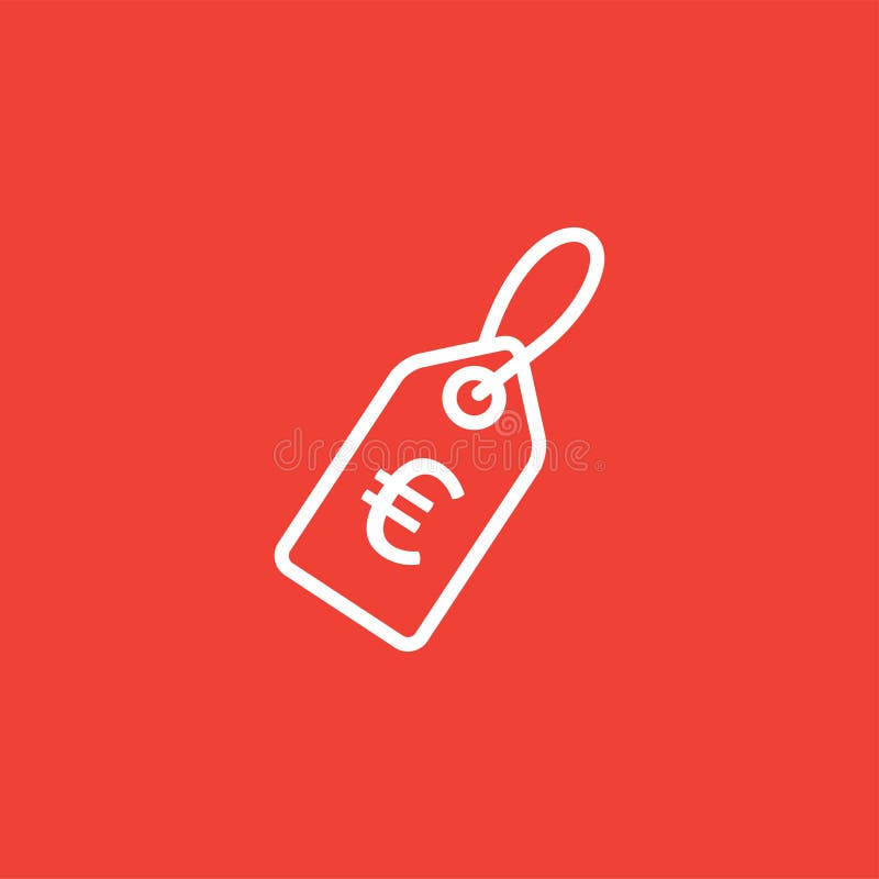 Tag Line Icon on Red Background. Red Flat Style Vector Illustration ...
