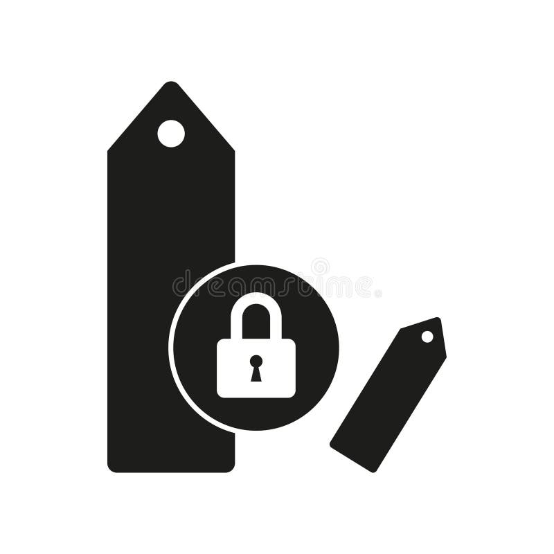 Tag Lock Icon. Secure Label Vector. Black Silhouette Design. Privacy ...