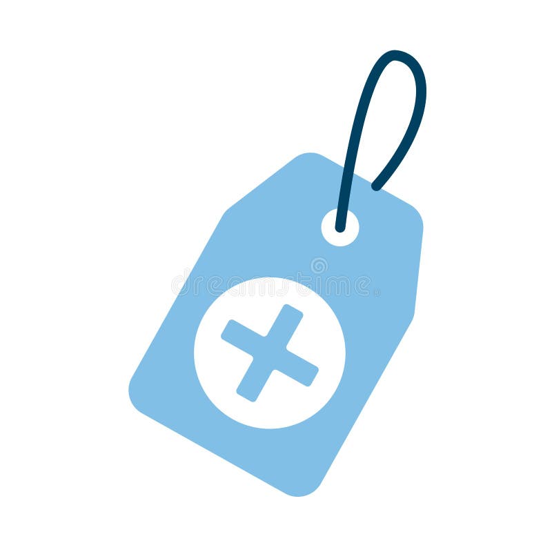 Tag with Medical Cross Symbol Half Line Style Stock Vector ...