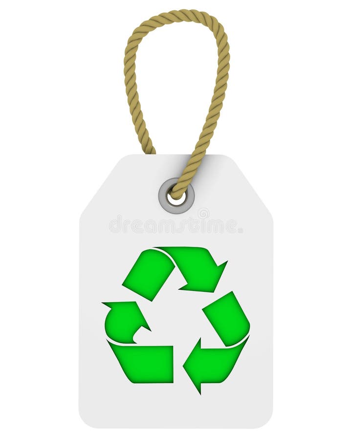Tag with recycle symbol stock illustration. Illustration of rope - 10189418