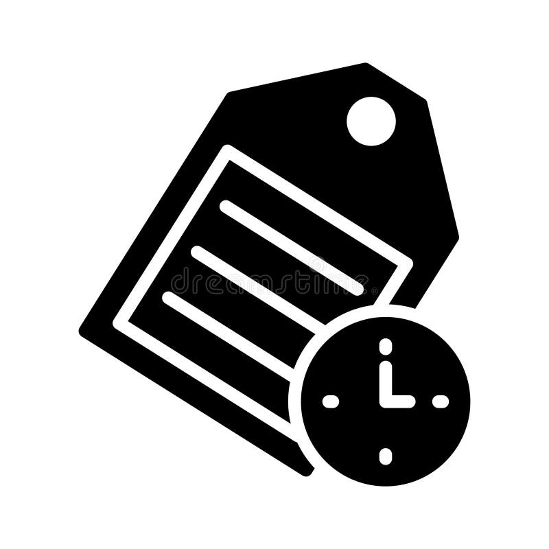 Tag Time Glyph Flat Vector Icon Stock Vector - Illustration of check ...