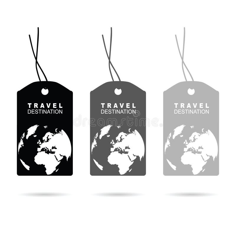 Tag with Travel Destination on it in Black Illustration Stock Vector ...