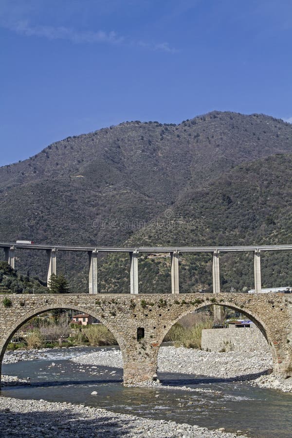 Roman Stone Bridge in Taggia Stock Image - Image of liguria, ponente ...
