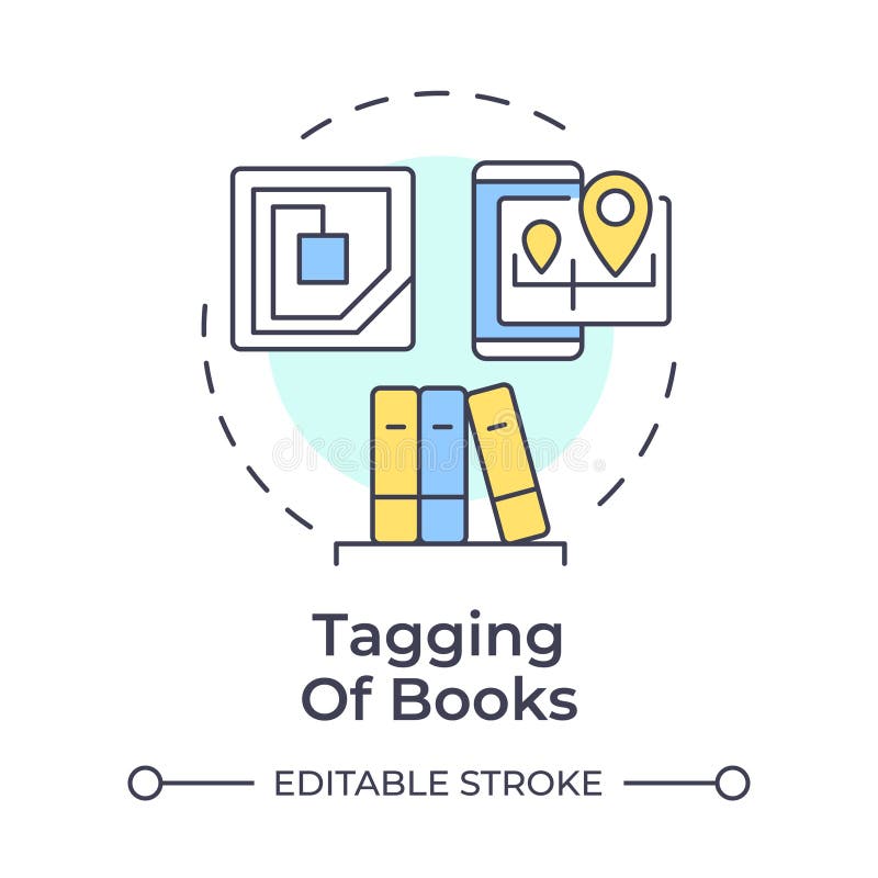 Tagging of Books Multi Color Concept Icon Stock Vector - Illustration ...