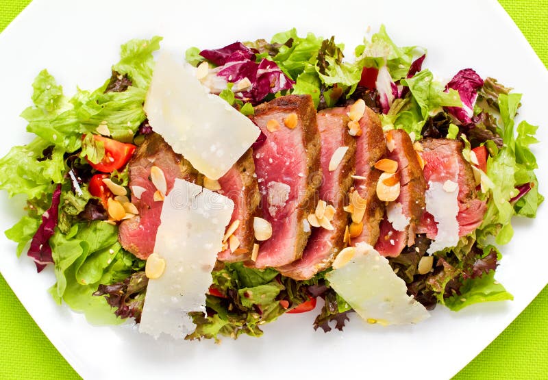 Tagliata Steak stock photo. Image of parmesan, lettuce - 35109280