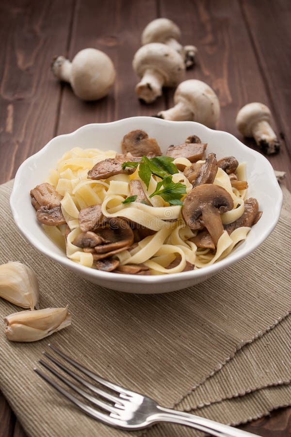 Tagliatelle Ai Funghi - Noodles with Mushroom Stock Image - Image of ...