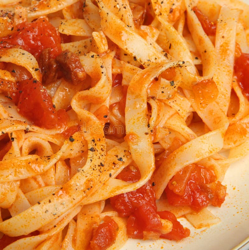 Tagliatelle Pasta with Tomato Ragu Stock Photo - Image of pasta ...