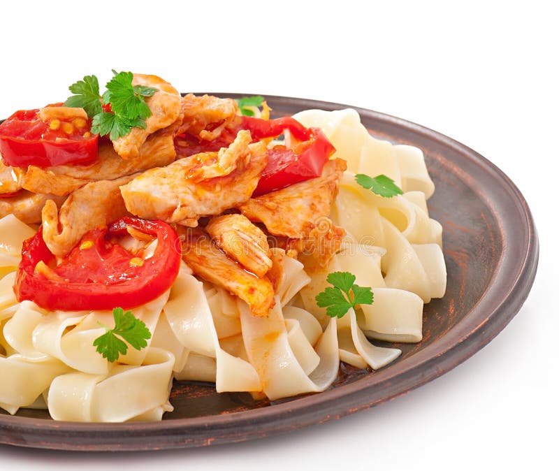 Tagliatelle pasta stock photo. Image of green, grill - 34536764