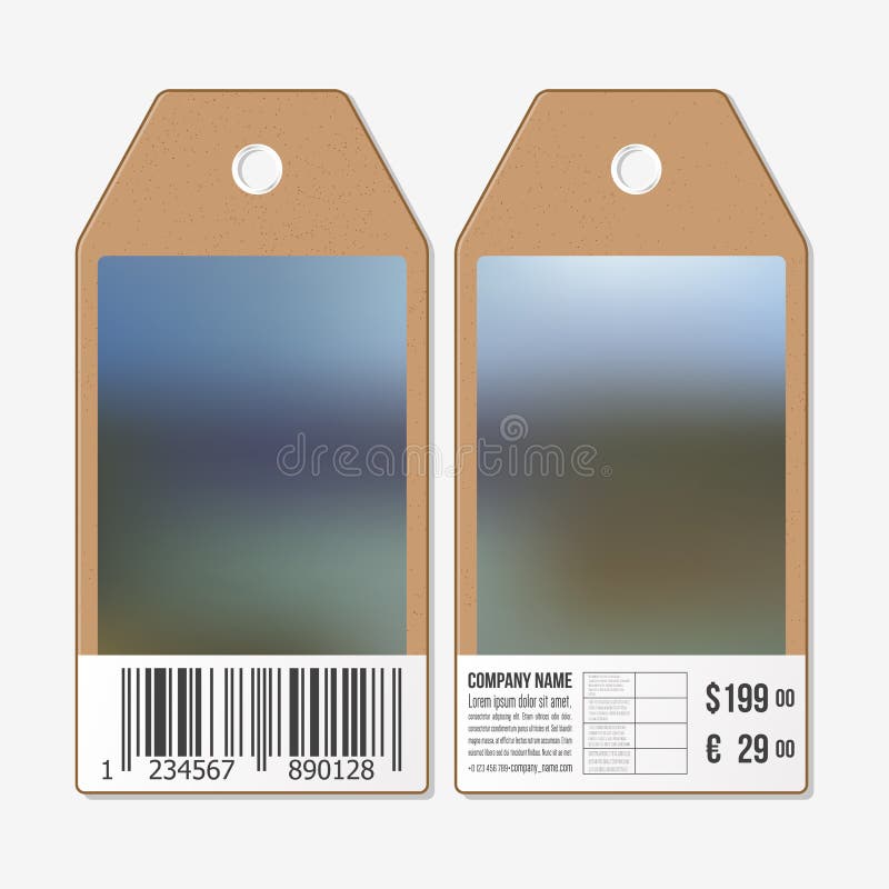 Tags Design on Both Sides, Cardboard Sale Labels with Barcode. Blurred ...