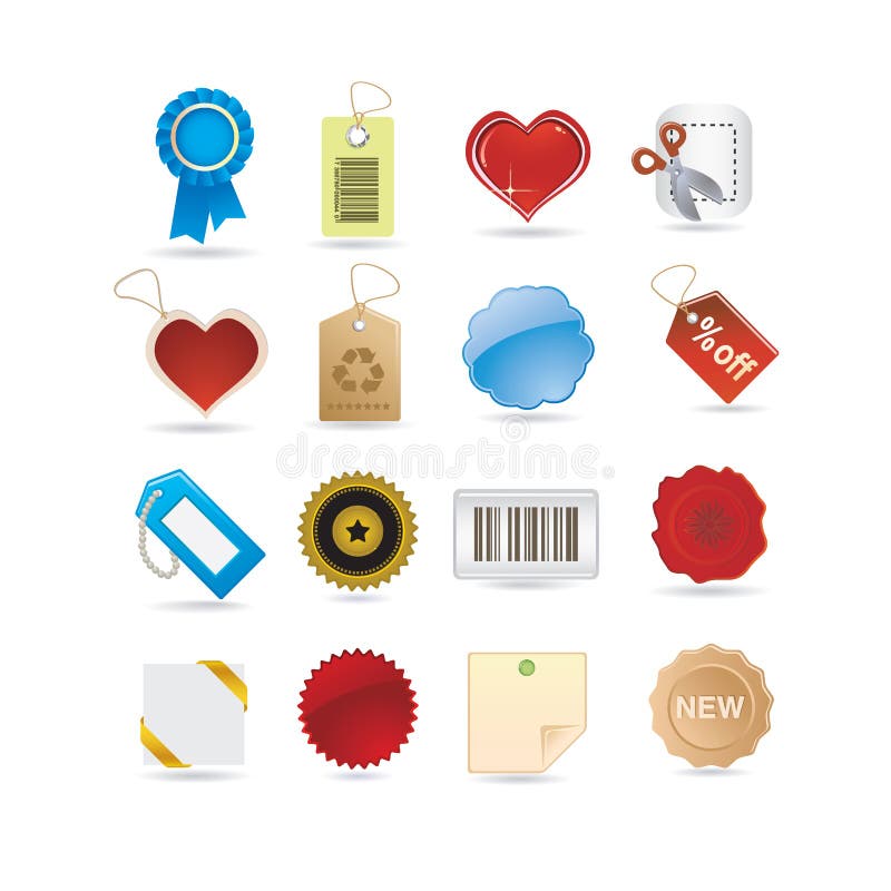 Tags icon set stock vector. Illustration of representative - 16623201