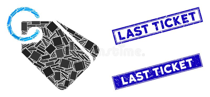 Tags Mosaic and Scratched Rectangle Last Ticket Stamps Stock ...