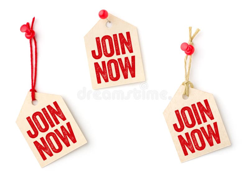 Tags with the Text Join Now Stock Image - Image of paper, note: 40970625