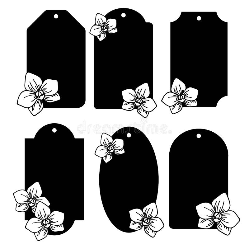 4082 Tags, Vector Illustration, Set of Floral Tags, Labels with Flowers ...
