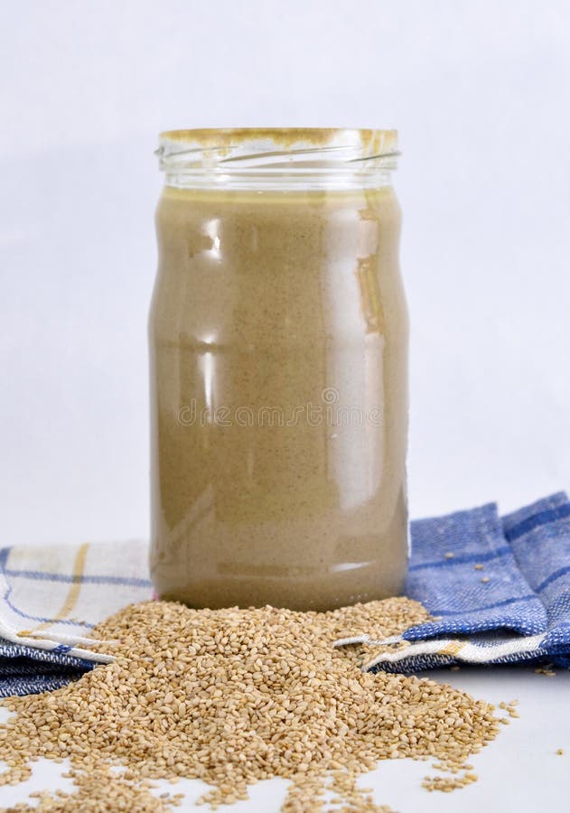 Tahini Syrup in Jar on White Background Stock Image - Image of healthy ...