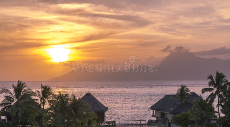 Tahiti Sunset stock photo. Image of french, landscape - 101329134