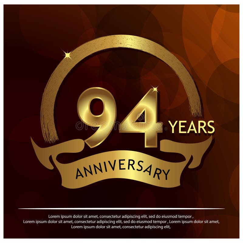 Ninety Four Years Anniversary Golden. Anniversary Template Design for ...