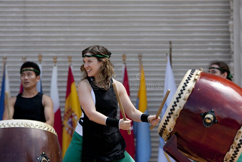 Taiko drummers stock image. Image of beat, sticks, tokyo - 6305769