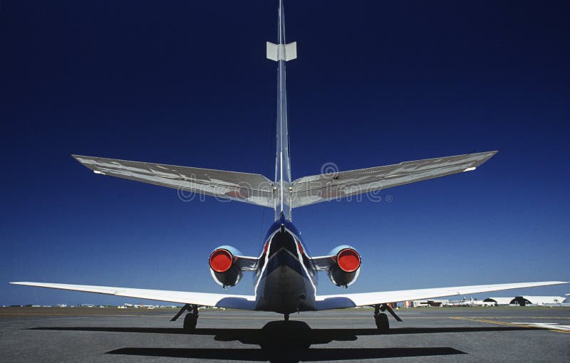 Tail Fin of Airplane Back View Stock Image - Image of tail, colour ...