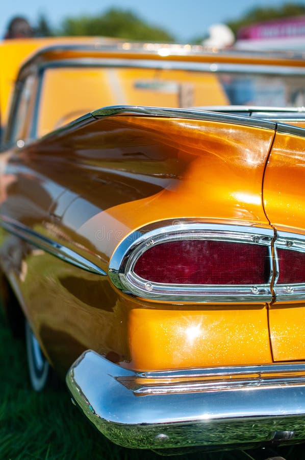 Tail Fin from a Classic American Car Stock Photo - Image of metallic ...