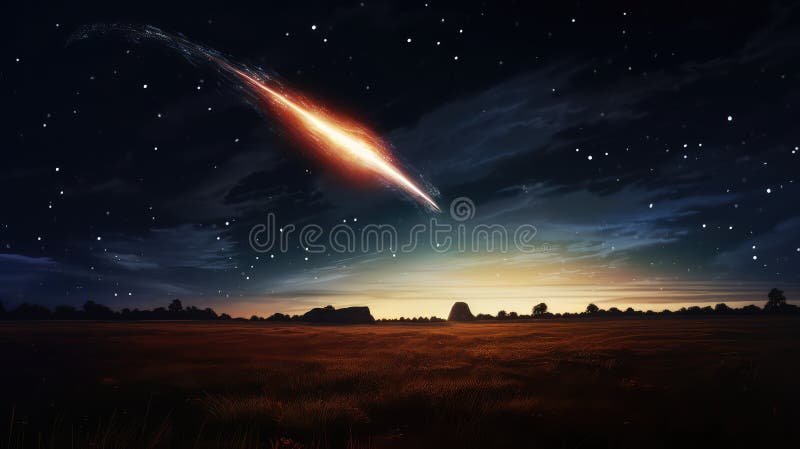 Tail fire comet flying stock illustration. Illustration of generated ...