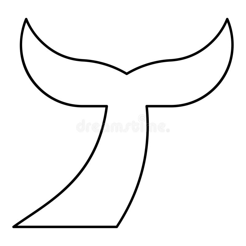 Tail of the Fish Contour Outline Line Icon Black Color Vector ...