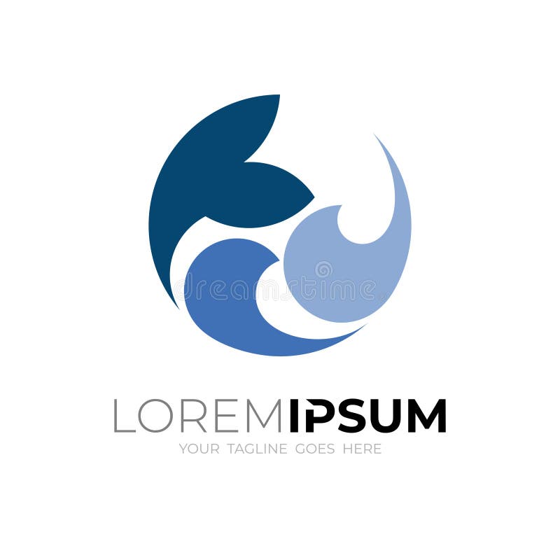 Tail Fish Logo and Wave Design Combination, Circle Style Stock Vector ...