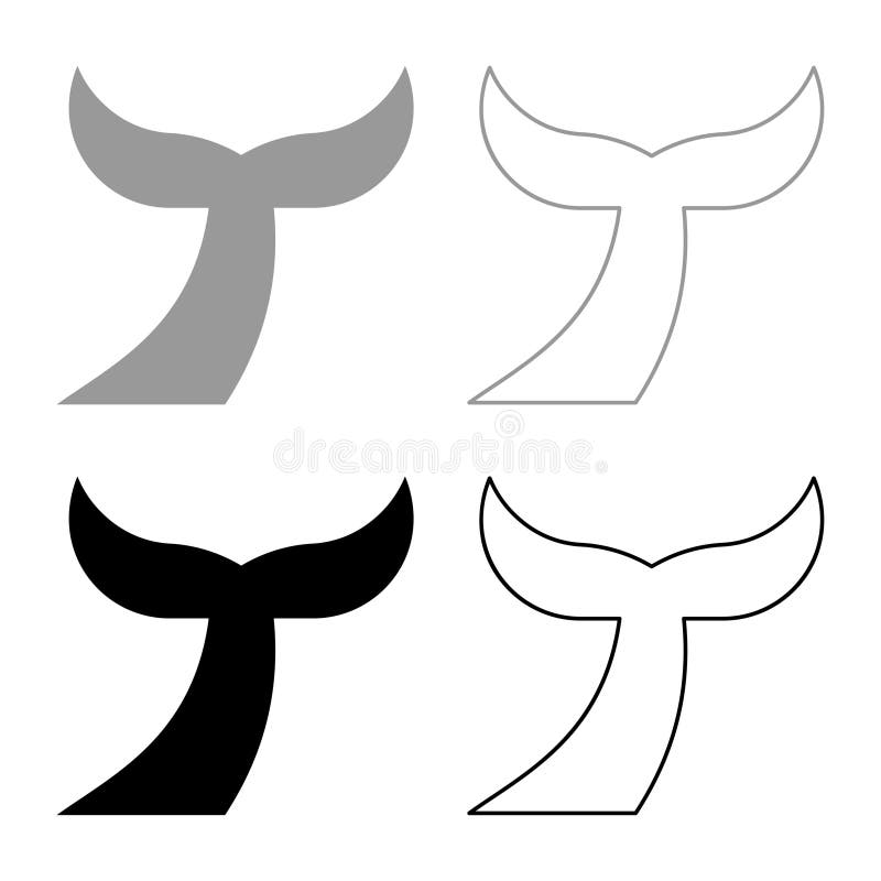 Tail of the Fish Set Icon Grey Black Color Vector Illustration Image ...