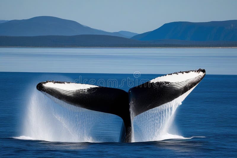 Tail of a Humpback Whale with Running Water in the Ocean Stock Image ...