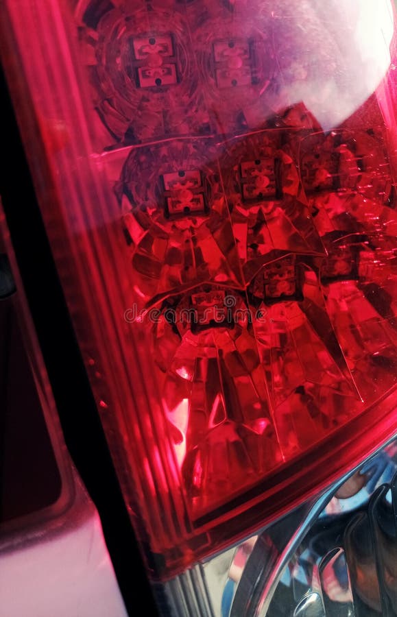 Tail Light of a Vehicle with Red Colour Bulbs LED Side Light Morning ...