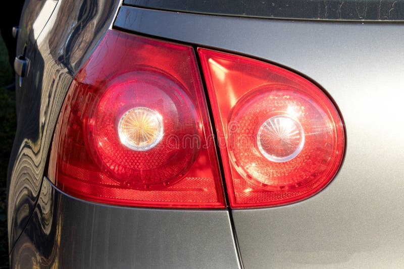 The Tail Lights on Grey Passenger Car Stock Photo - Image of automobile ...