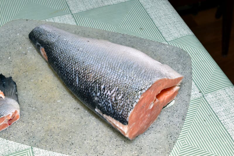 The Tail Part of the Salmon Fish. Stock Image - Image of dinner, diet ...