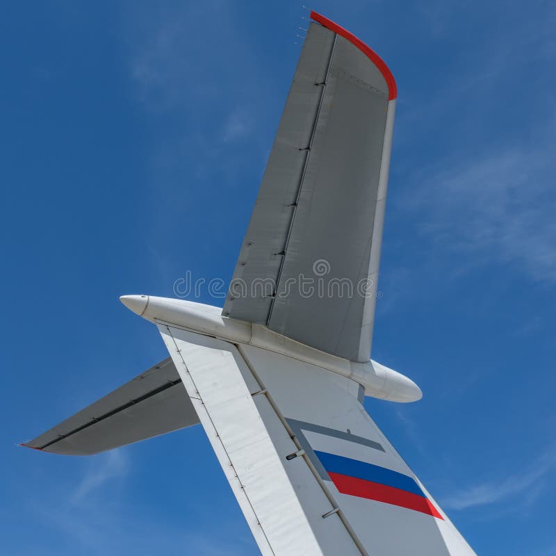 Tail of a Big Passenger Airplane Standing on the Runway during a Halt ...