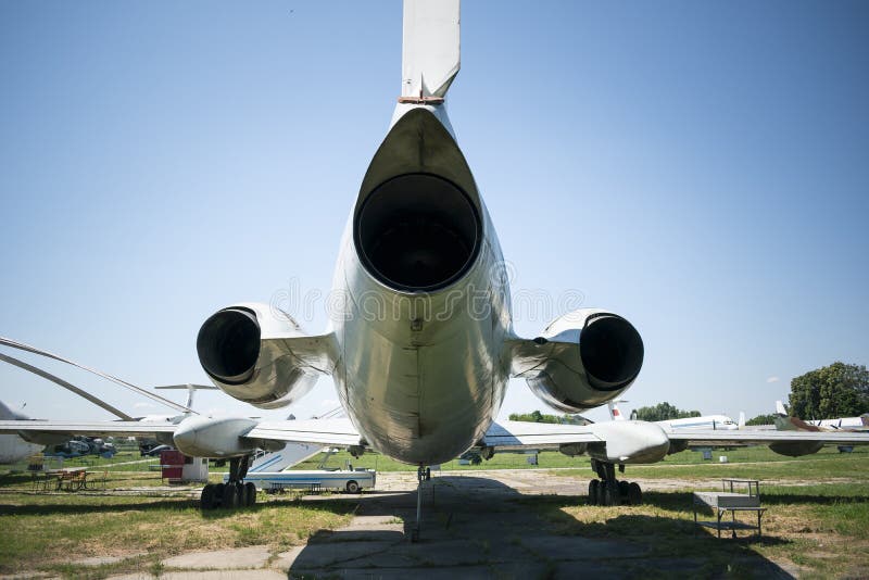 Two Engines at the Tail of a Passenger Aircraft Stock Photo - Image of ...