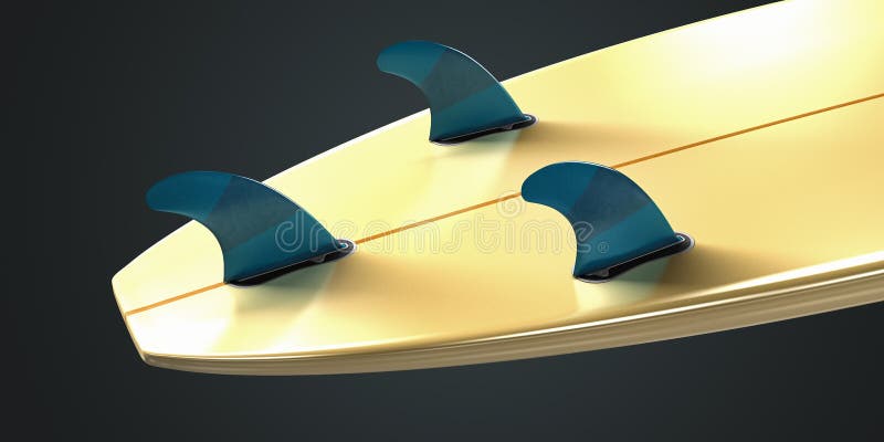 Rear Part of a Short Surfboard with Tail, Fins and Leash Stock ...