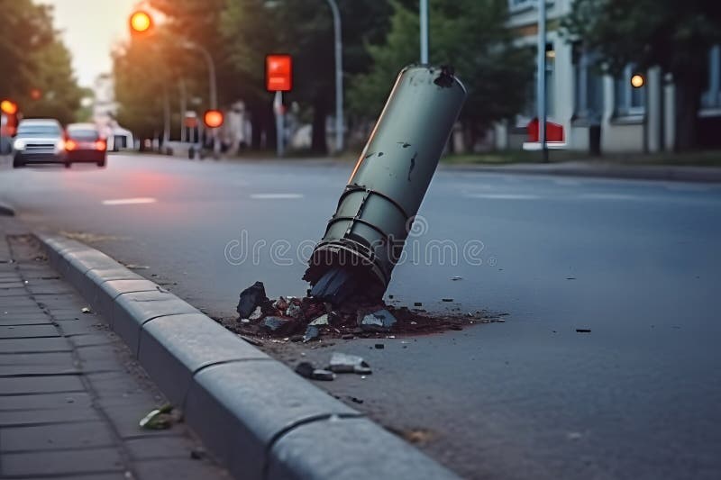 The Tail of Rocket Sticking. Unexploded Shell. Rocket from Grad Stuck ...