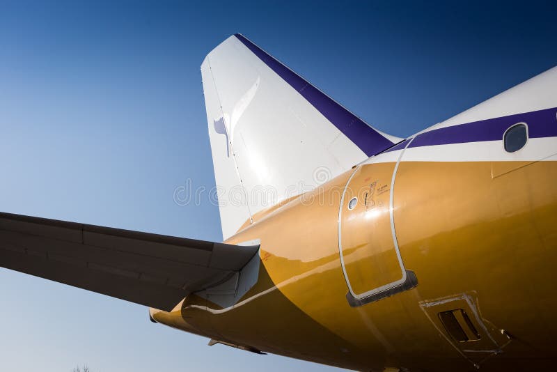 Tail Section Aircraft. Rear Side of a Large Passenger Plane Stock Photo ...