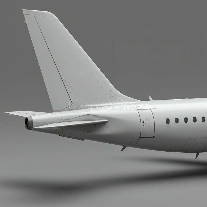 Tail Section of a Modern Passenger Aircraft Featuring a Sleek, Gray ...