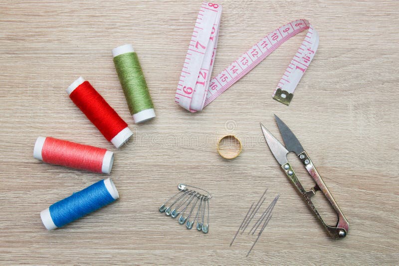 Tailor Accessories. Swing Thread and Needles. Stock Image - Image of ...