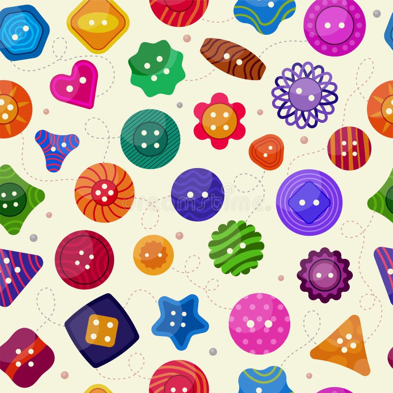 Tailor Buttons Pattern. Fashioned Seamless Background with Buttons ...