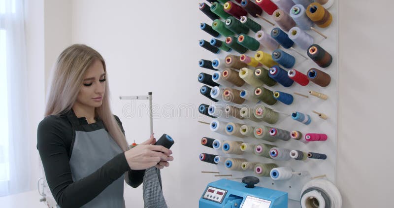 Tailor Choosing Thread Spool in Clothing Design Studio Stock Footage ...