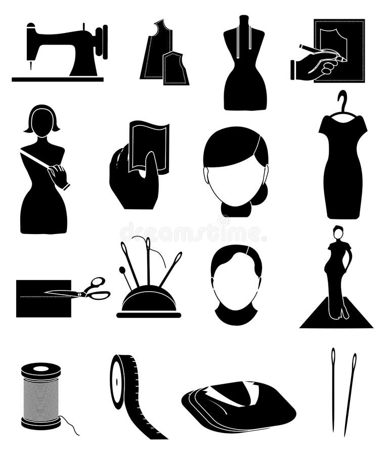 Tailor Fashion Designer Icons Set Stock Vector - Illustration of icon ...