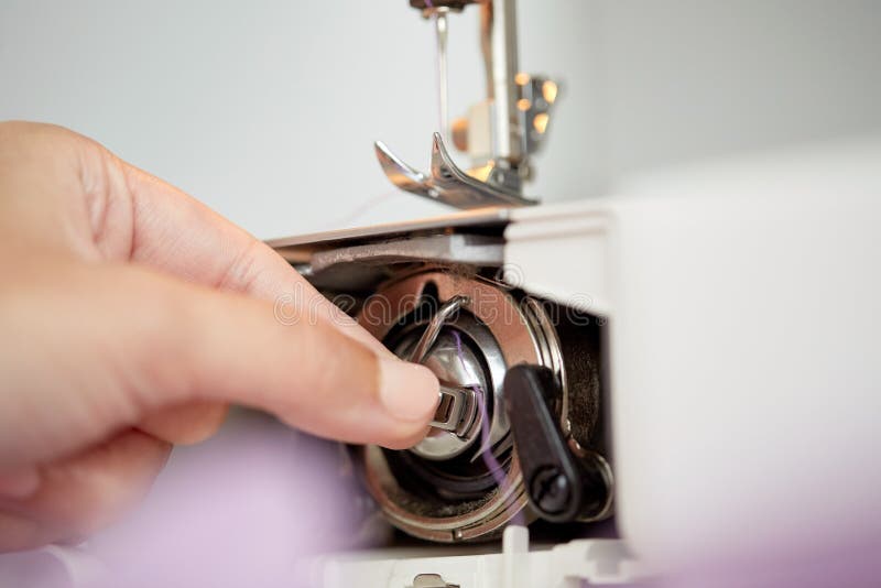 Tailor Hand Setting Spool To Sewing Machine Stock Image - Image of ...