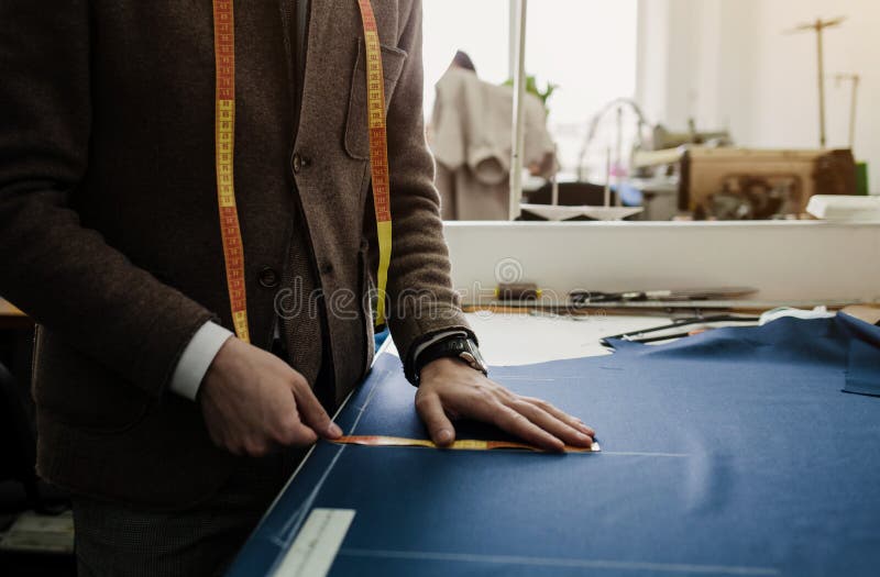 Tailor Hands Working with Measure Bar Stock Photo - Image of lifestyle ...