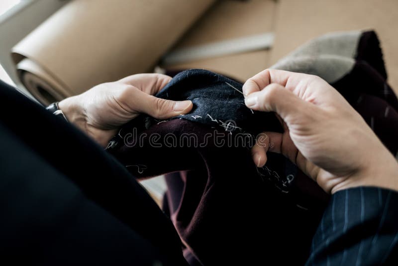 Tailor Hands Working in Tailor Shop Stock Image - Image of cloth ...
