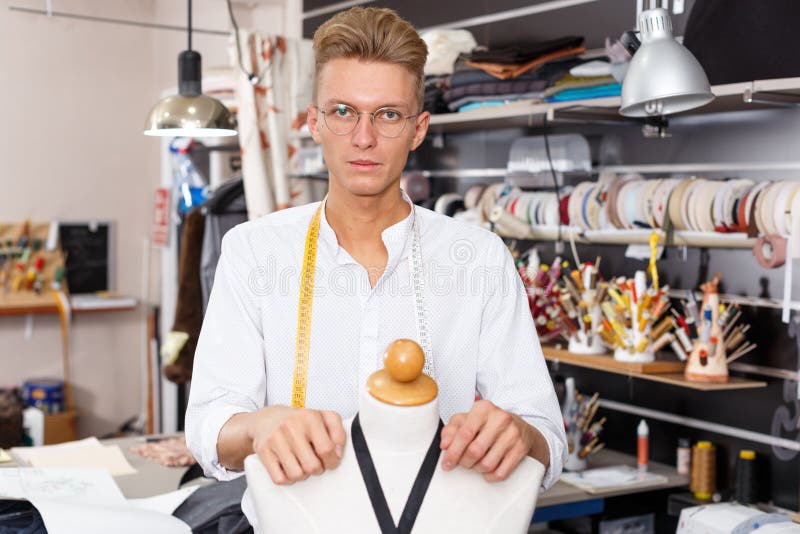 Tailor at His Sewing Atelier Stock Image - Image of indoors, atelier ...