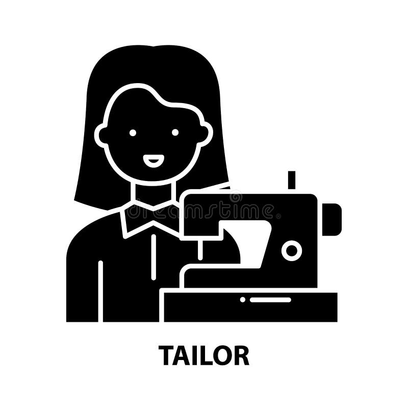 Tailor Icon, Black Vector Sign with Editable Strokes, Concept ...