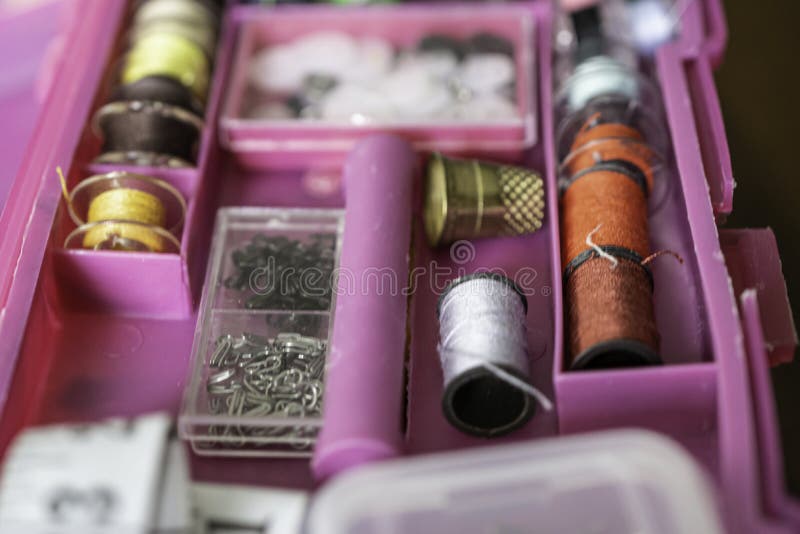 Tailor Kit with Sewing Materials for Mending Clothes Stock Image ...