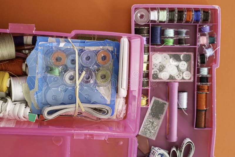 Tailor Kit with Sewing Materials for Mending Clothes Stock Image ...